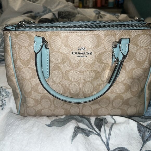 Coach | Bags | Coach F6726 Surrey Carryall Kakhi Sign Canvas Saddle ...